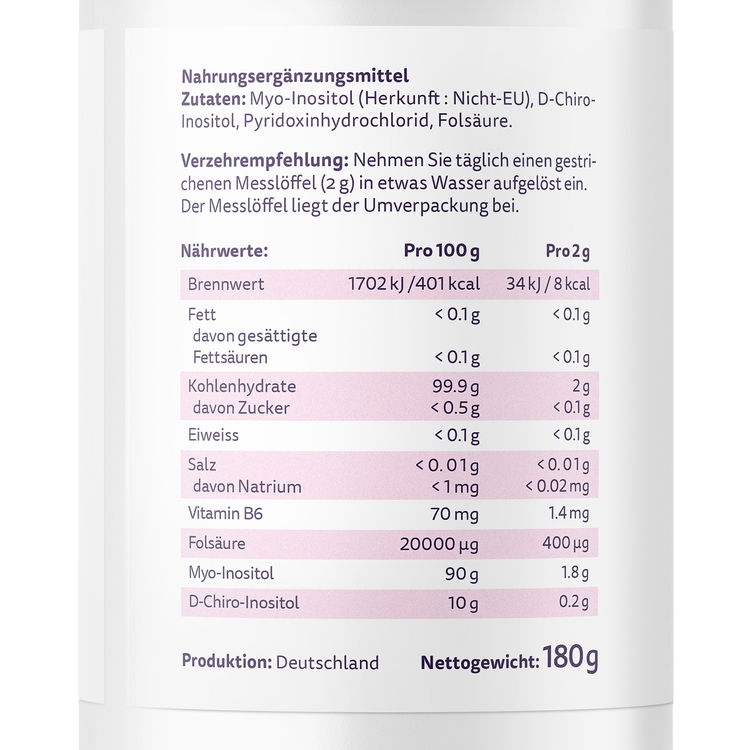 Inositol Pulver - 180g mit Myo-Inositol & D-Chiro Inositol | myFairtrade